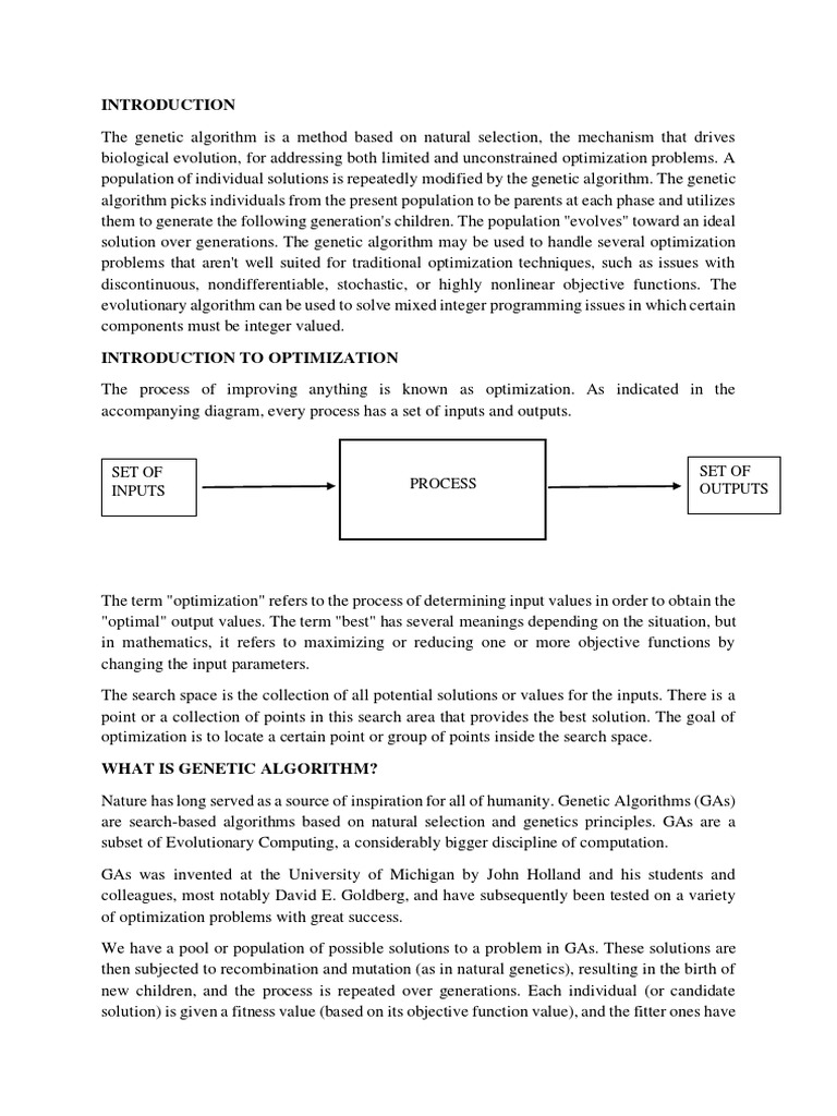 Genetic Algorithm | PDF | Mathematical Optimization | Genetic Algorithm Genetic Algorithm | PDF | Mathematical Optimization | Genetic Algorithm