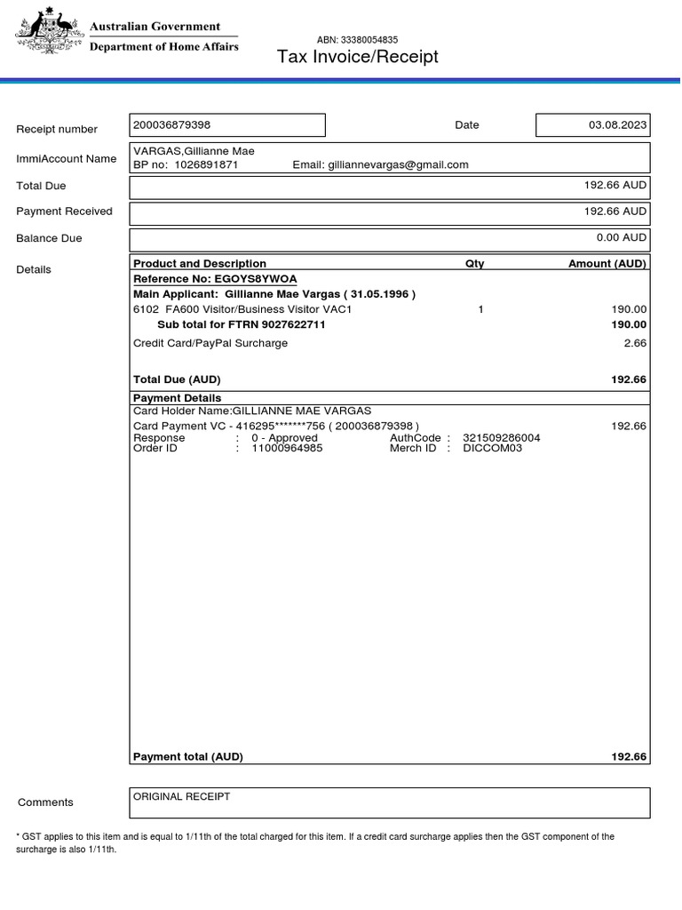 Tax Invoice/Receipt | PDF | Receipt | Financial Services