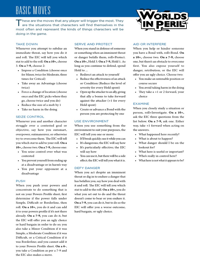 Worlds in Peril - Basic Special EIC Moves | PDF | Career & Growth