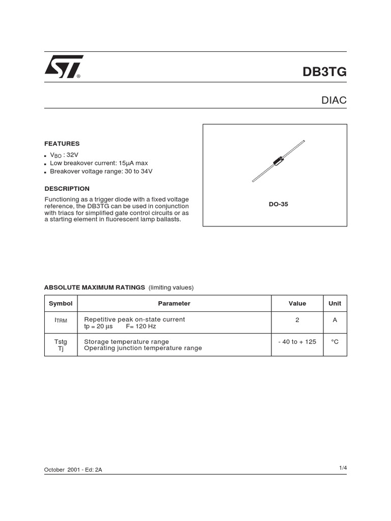 DIAC DB3 Datasheet | PDF | Manufactured Goods | Physical Quantities