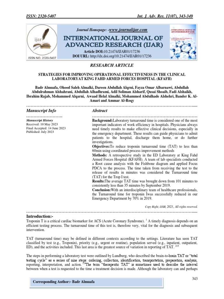 Strategies For Improving Operational Effectiveness in The Clinical ...