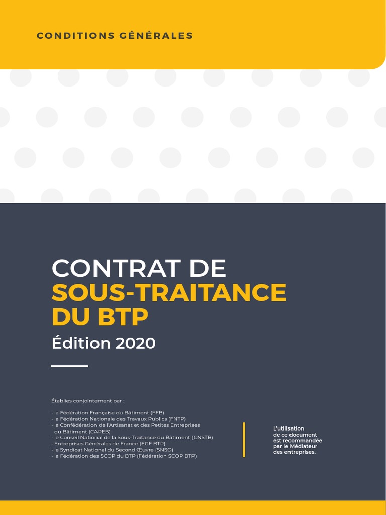 Contrat Sous Traitance Conditions Generales 2020 | PDF