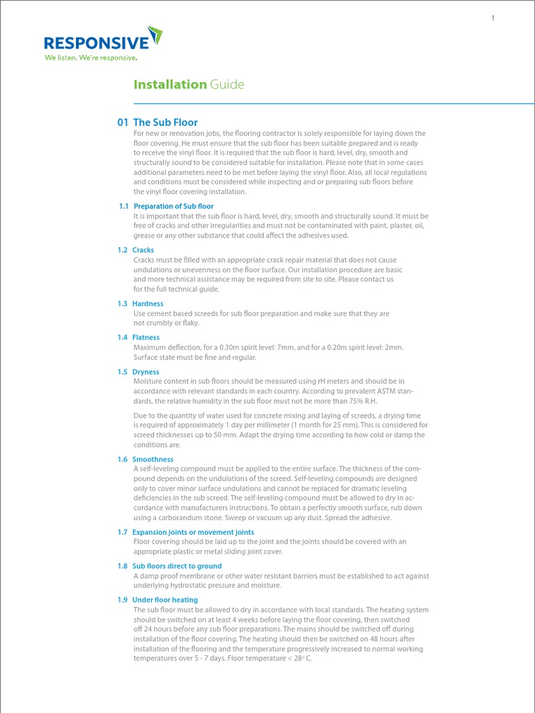 Responsive Flooring Installation Manual | PDF | Flooring | Building ...