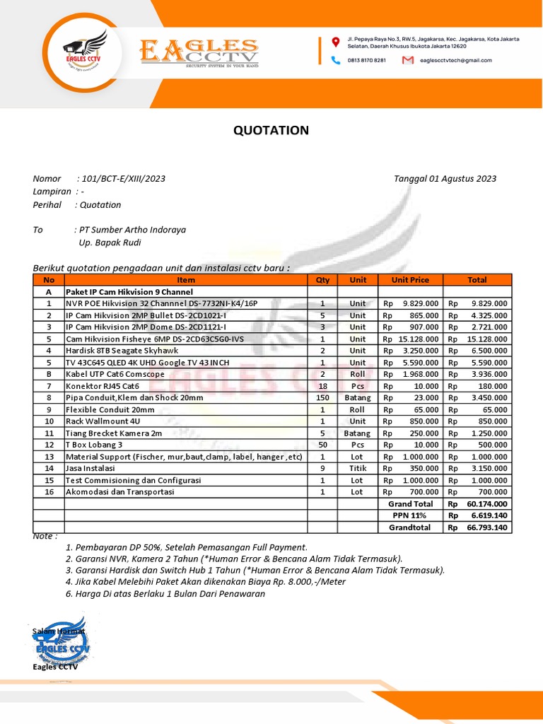 Quo PT Sumber Artho Indoraya | PDF