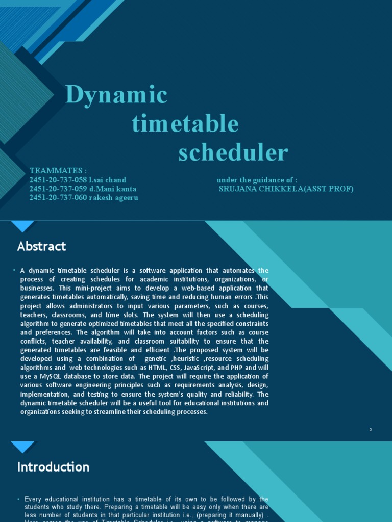 Dynamic Timetable Scheduler: Click To Edit Master Title Style | PDF | Mathematical Optimization ...