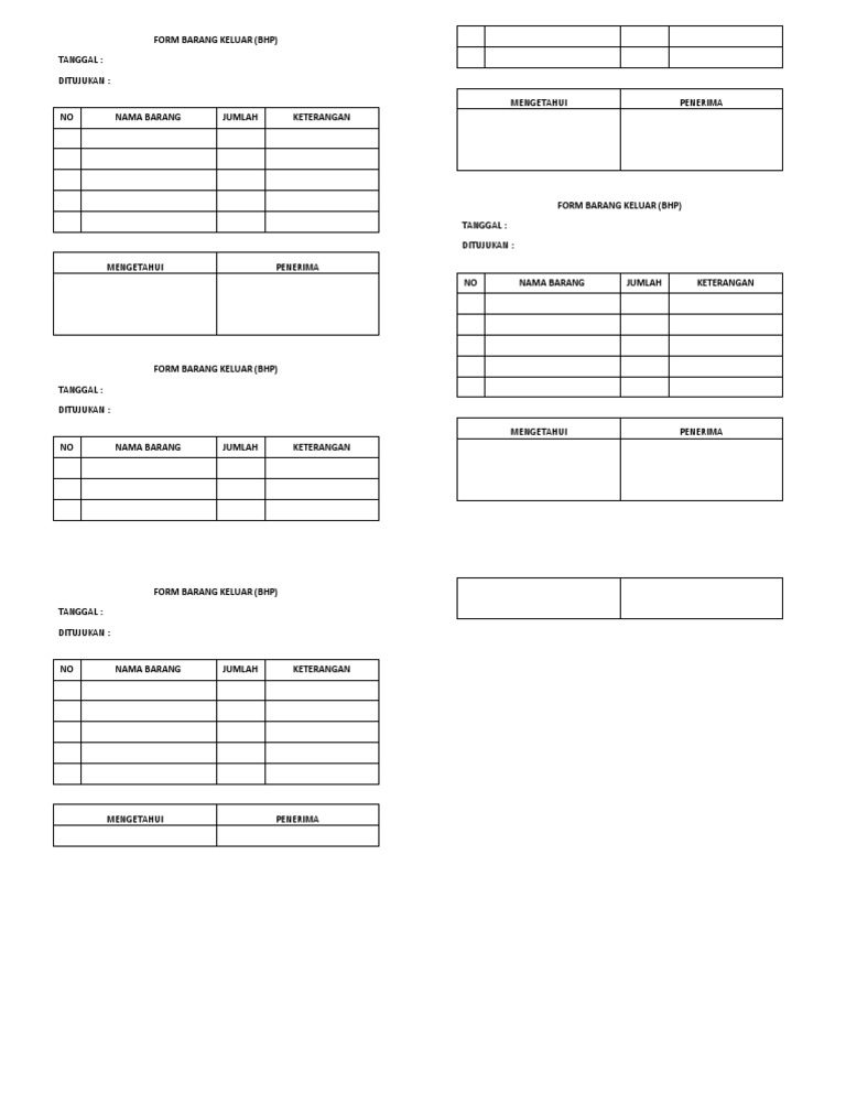 Form Barang Keluar | PDF