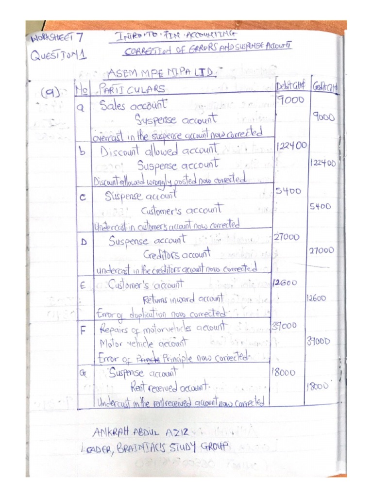 ACCOUNTING WORKSHEET SOLUTIONS | PDF