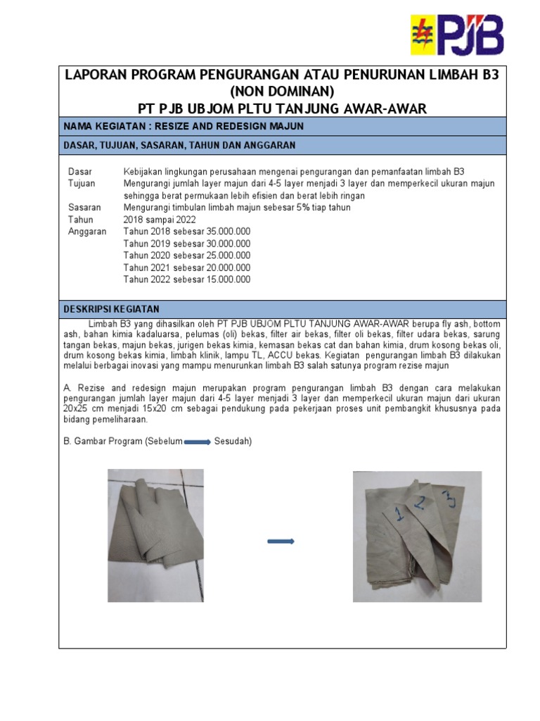 Laporan Implementasi Pengurangan Limbah B3 Non Dominan Majun | PDF