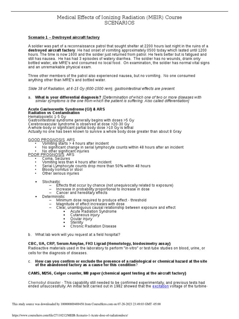 MEIR Scenario 1 Acute Dose of Radiation | PDF | Acute Radiation ...