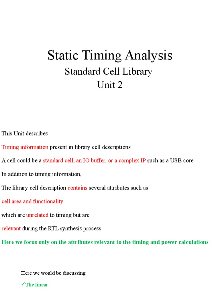 Static Timing Analysis Unit 2 | PDF | Science & Mathematics | Computers
