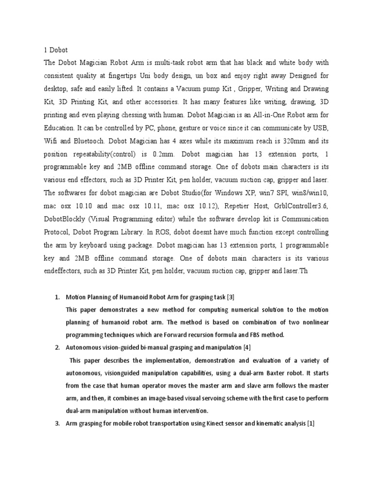 1 Dobot Pdf Robot Robotics