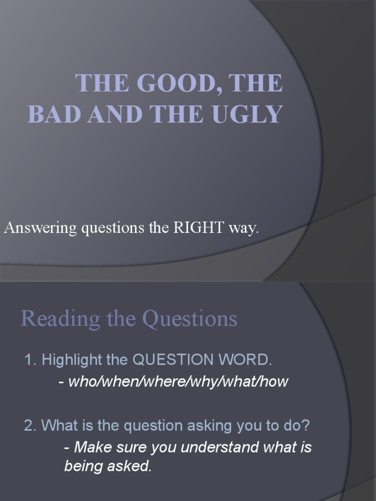 The Good, the bad and the ugly | PDF
