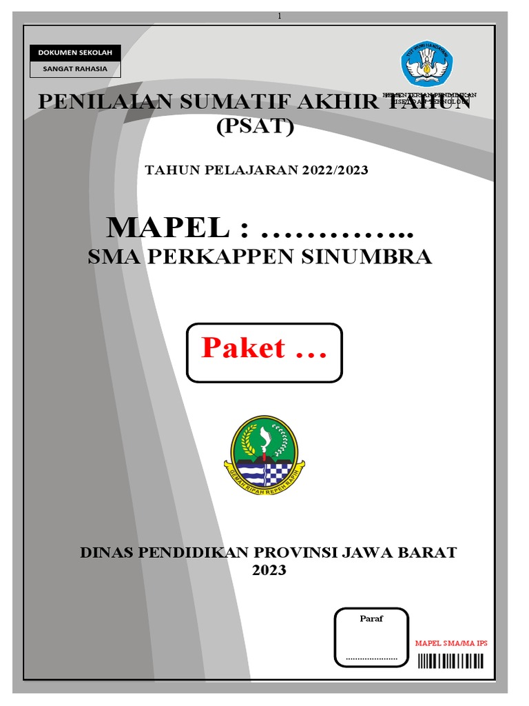 Cover Soal Psat 2023 | PDF