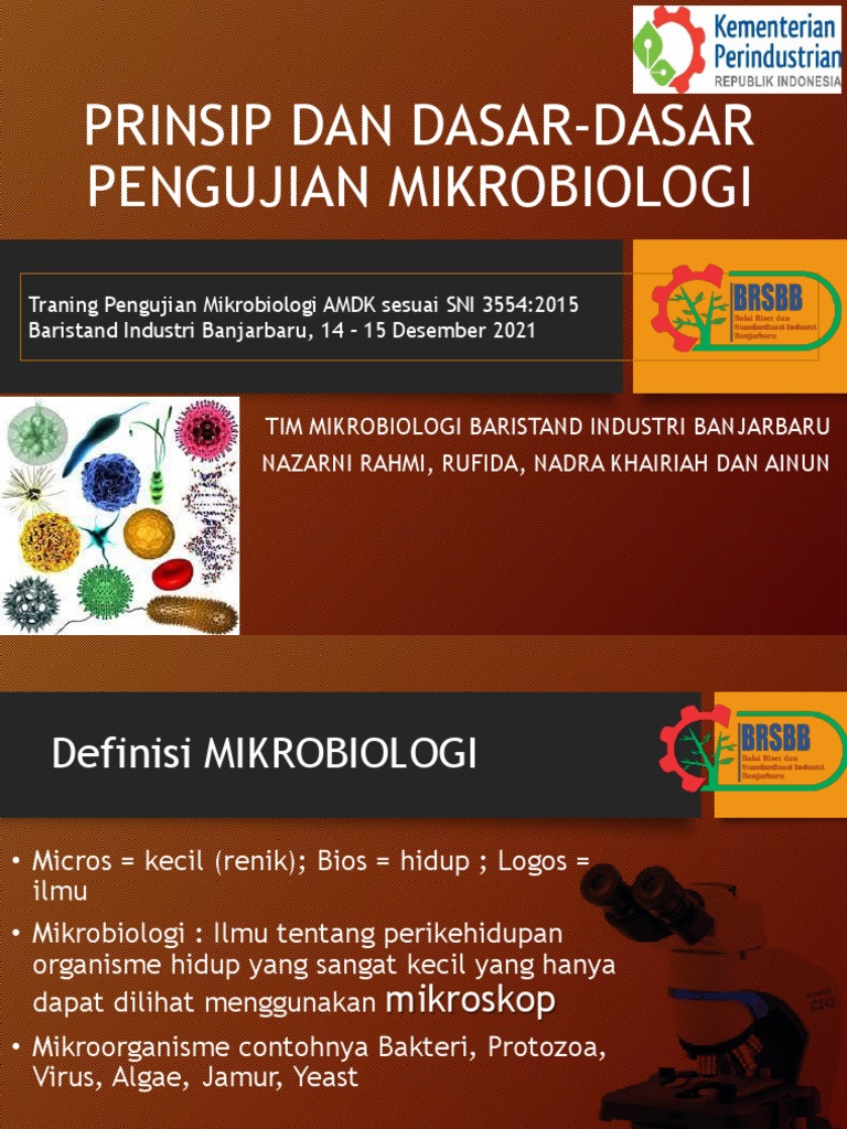 Prinsip & Dasar Dasar Pengujian Mikrobiologi Edit - Rahmi Hitam Putih | PDF