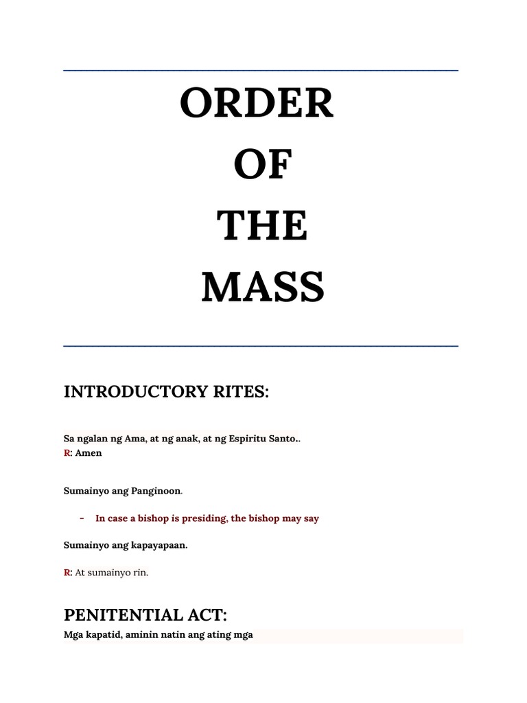 (Tagalog) Mass Guide | PDF