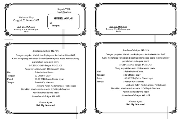 A5 Undangan Walimatul Ursy A5 Model U01 | PDF