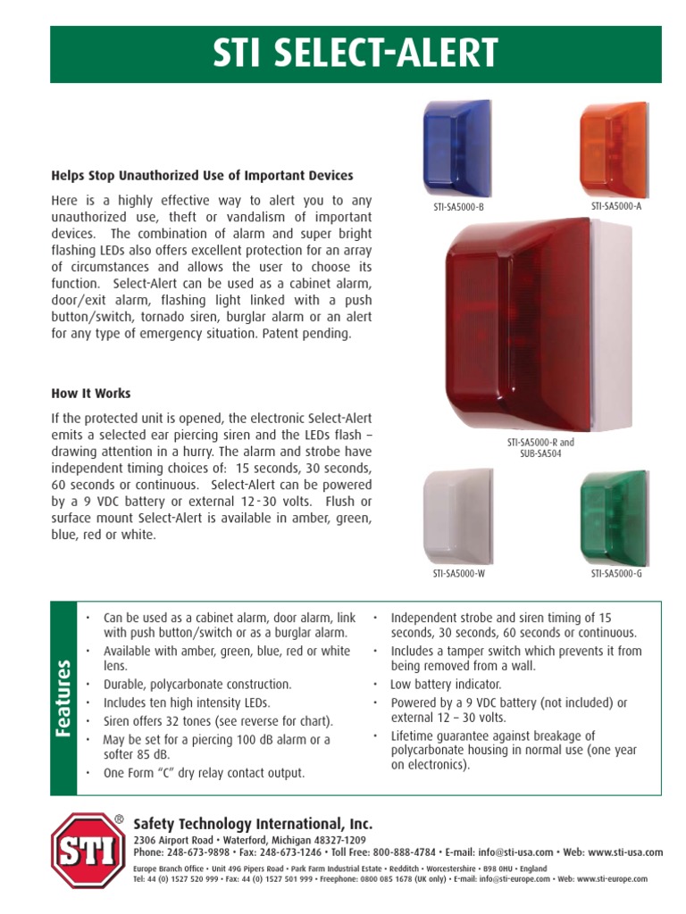 Select-Alert Alarm System Overview | PDF | Light Emitting Diode | Switch