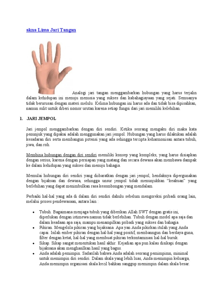 Makna Lima Jari Tangan | PDF