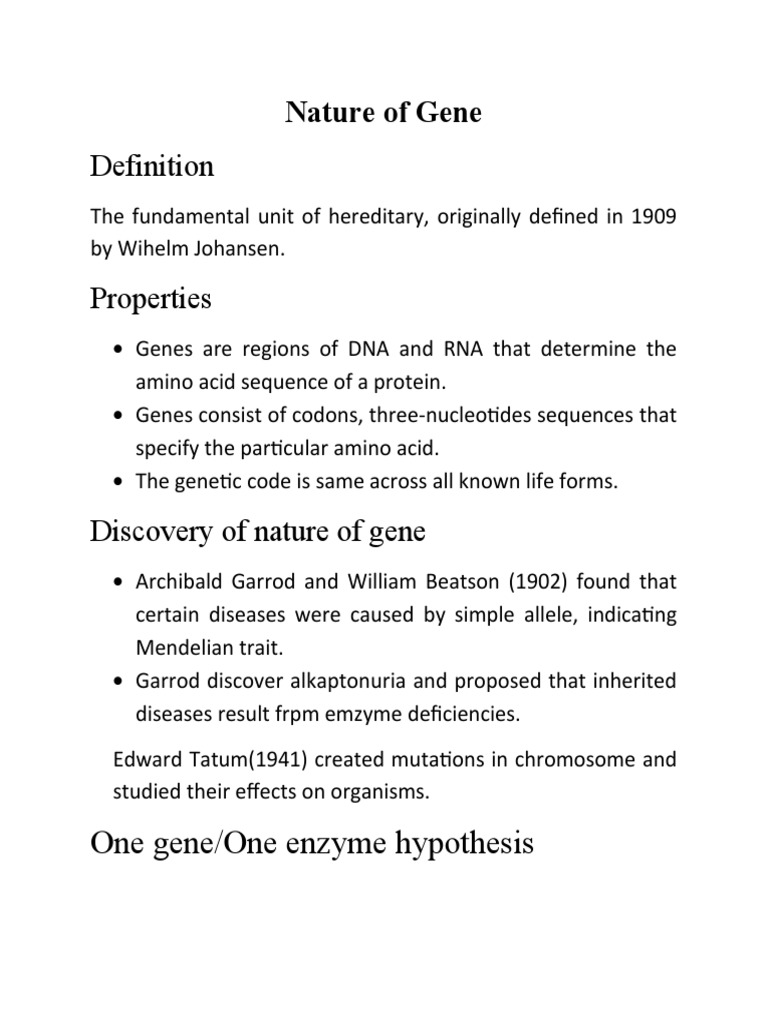 Nature and Definition of Genes | PDF