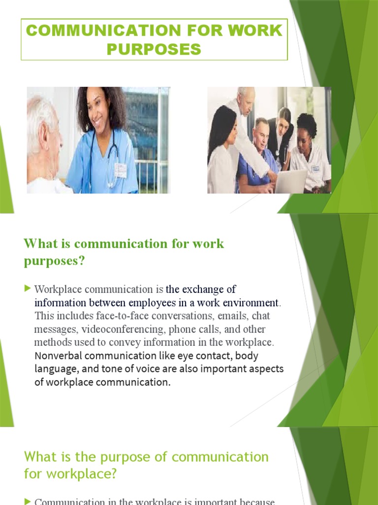 Communication For Work Purpose | PDF | Communication | Nonverbal ...