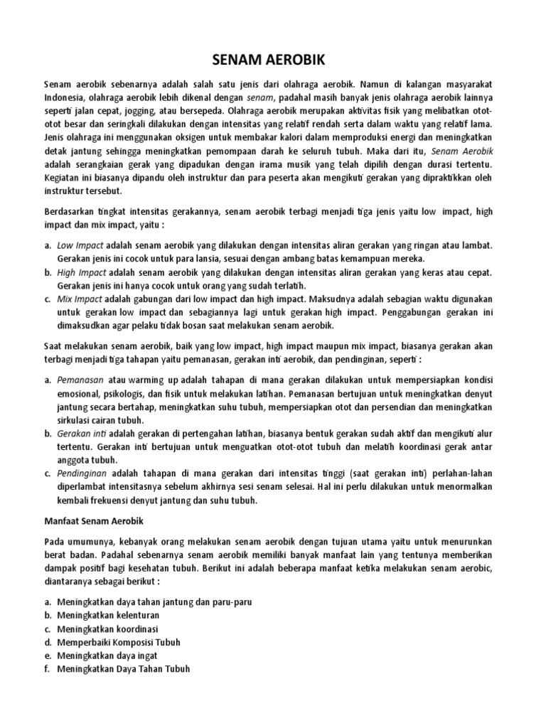 Senam Aerobik Dan Ritmik | PDF