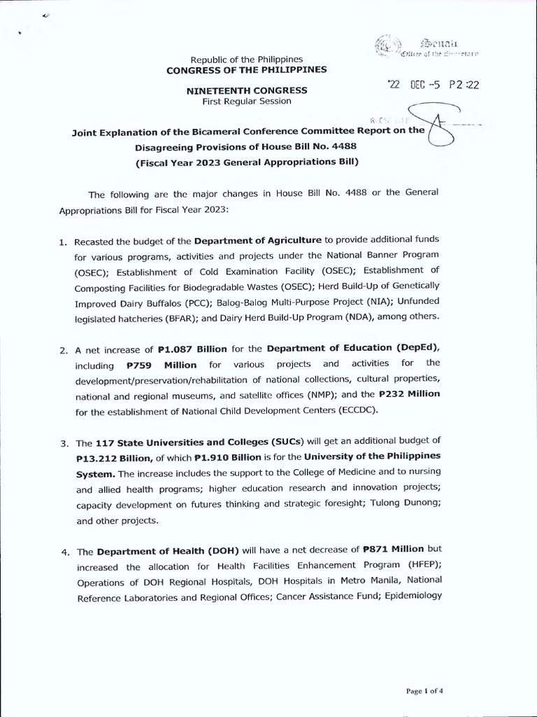 House Bill No. 4488 (GAA 2023) | PDF | Procurement | Philippines