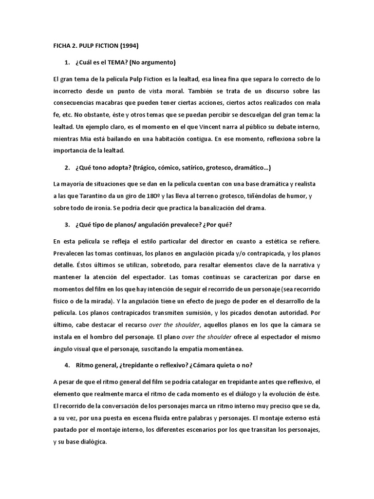 Ficha 2. Pulp Fiction | PDF | Pulp Fiction | Ritmo