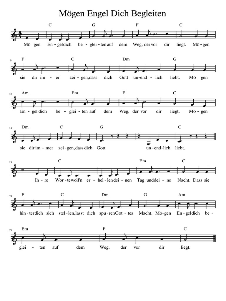 Mögen Engel Dich Begleiten (Easy in C-Dur) | PDF