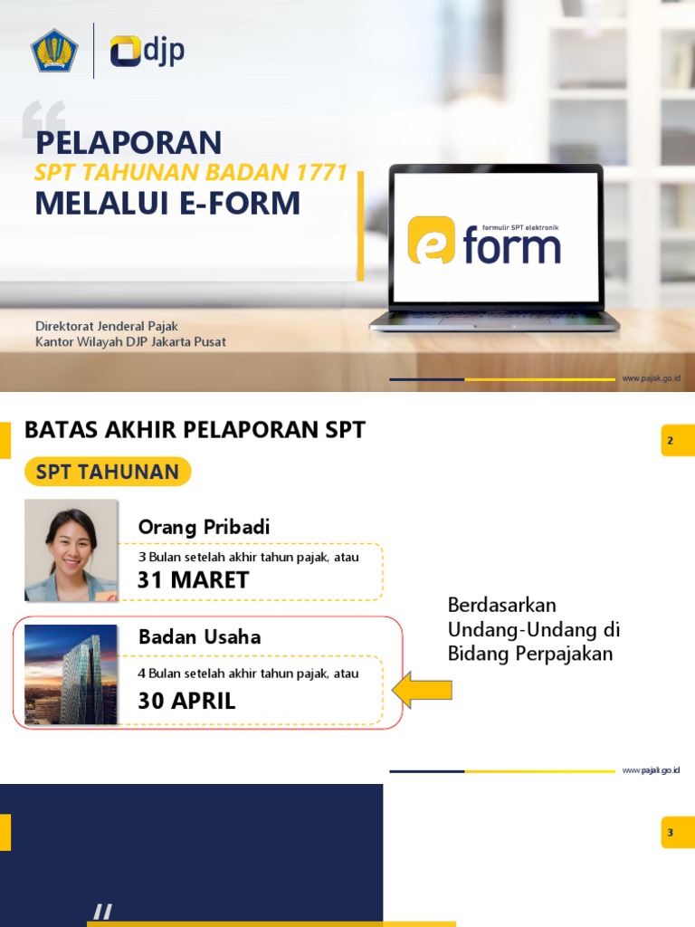Tata Cara Pelaporan SPT Tahunan 1771 (UMKM) Melalui E-Form | PDF