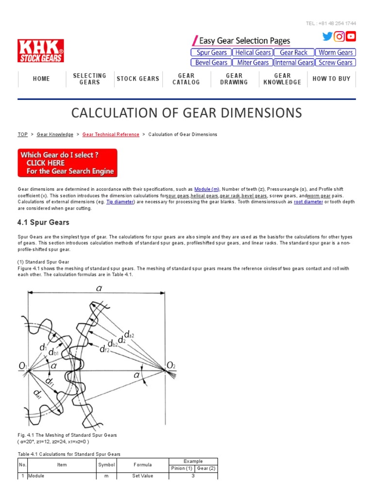 Calculation of Gear Dimensions | PDF
