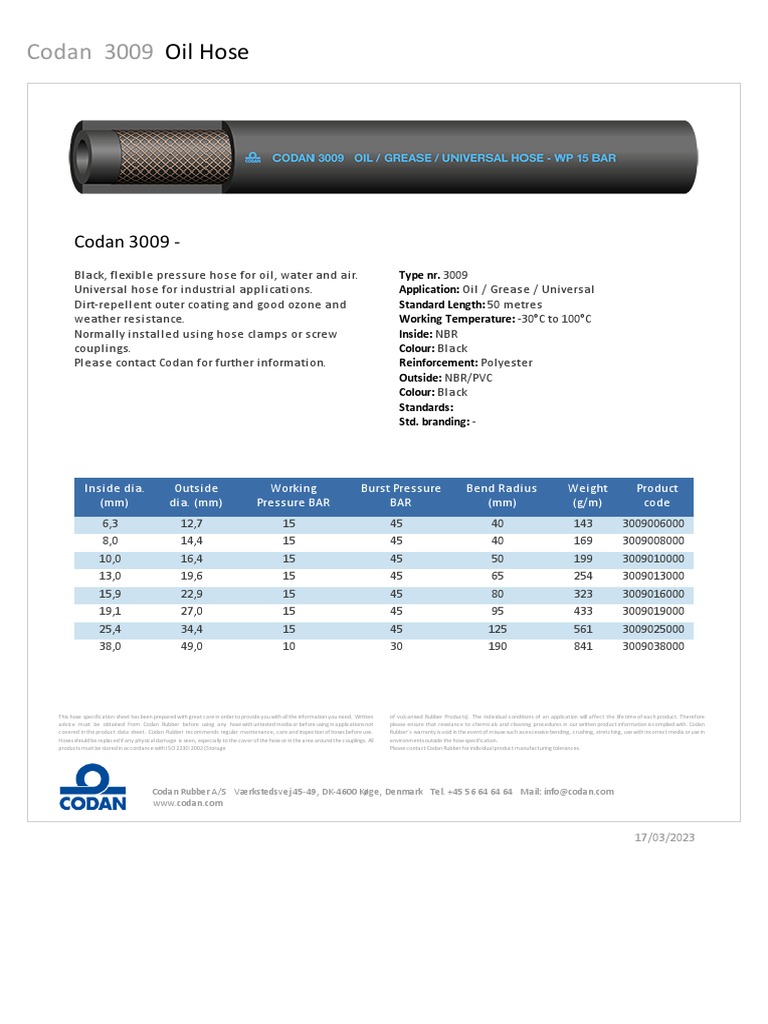 Codan 3009 Oil Hose | PDF