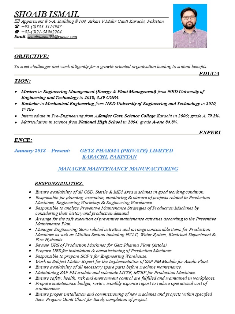 Shoaib Ismail CV | PDF | Systems Engineering | Business Process