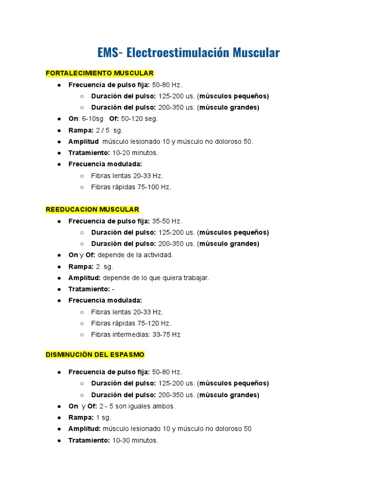 Dosificación de electroterapia en fisioterapia. | PDF | Músculo ...