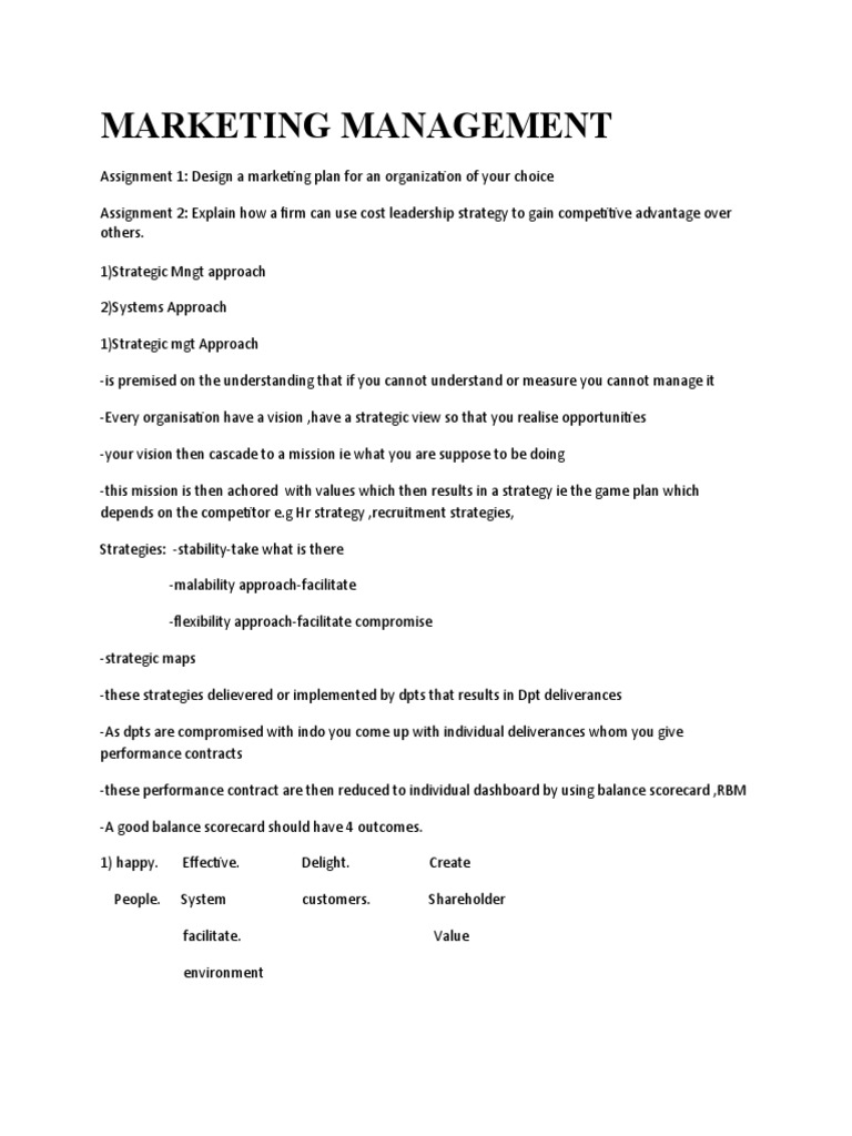 Marketing Notes Pdf Marketing Strategic Management