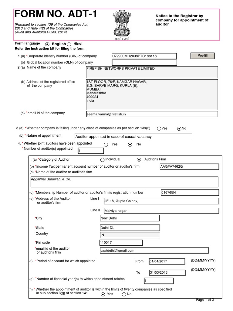 Form ADT 1 15102018 Signed | PDF | Business | Government