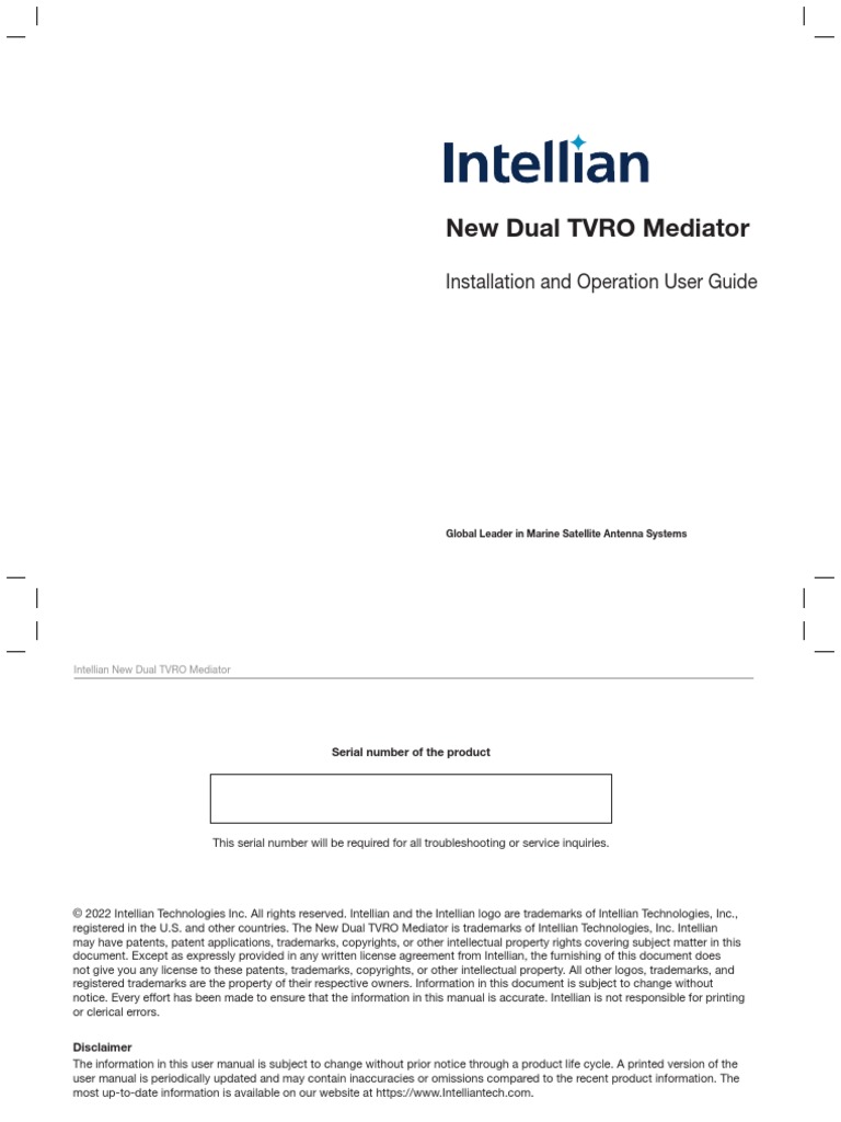 Intellian New Dual TVRO Mediator User Manual | PDF | Home & Garden ...