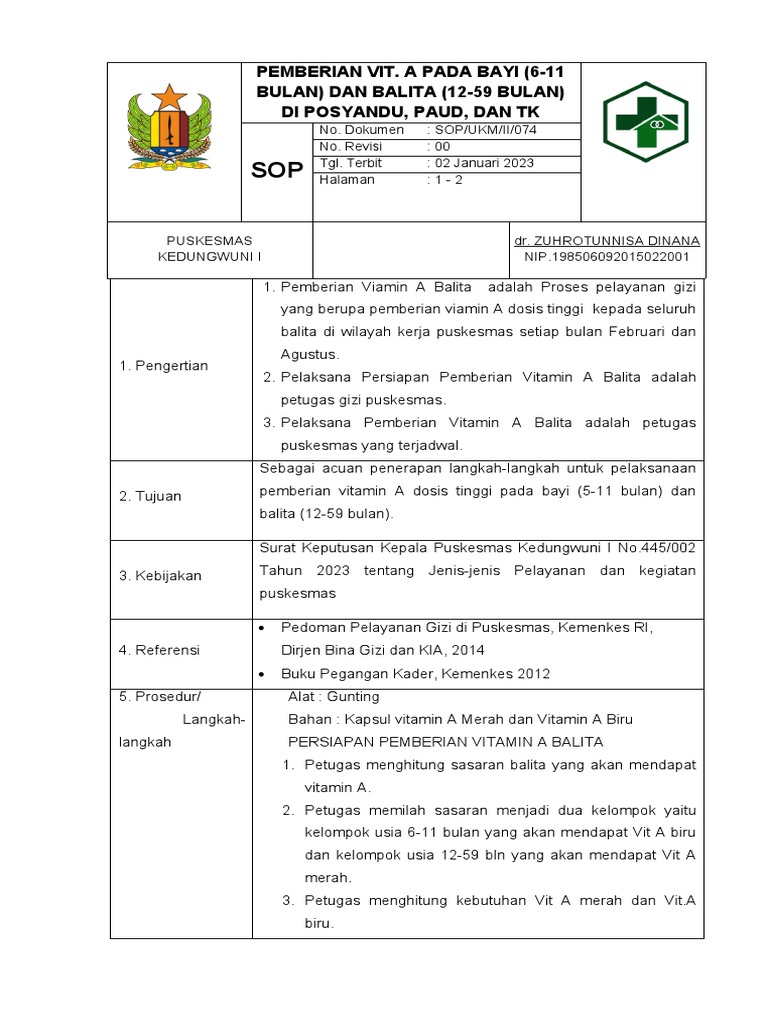 Sop Vit A Balita | PDF