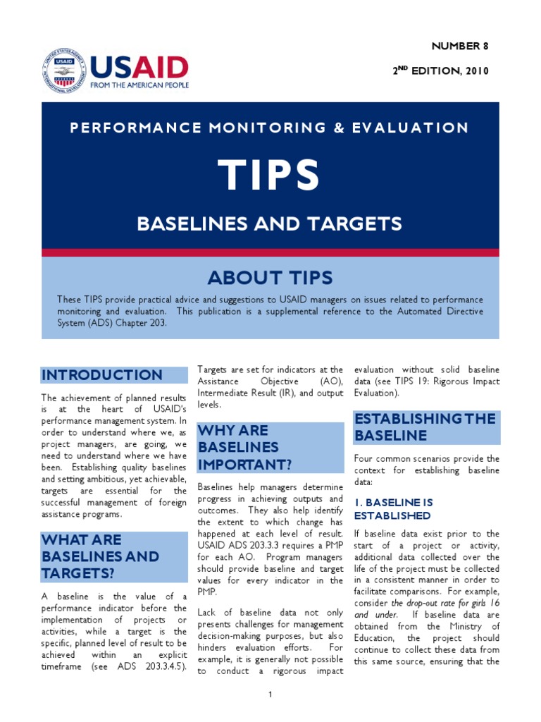 USAID Tips - Baseline & Targets | PDF | Performance Indicator ...