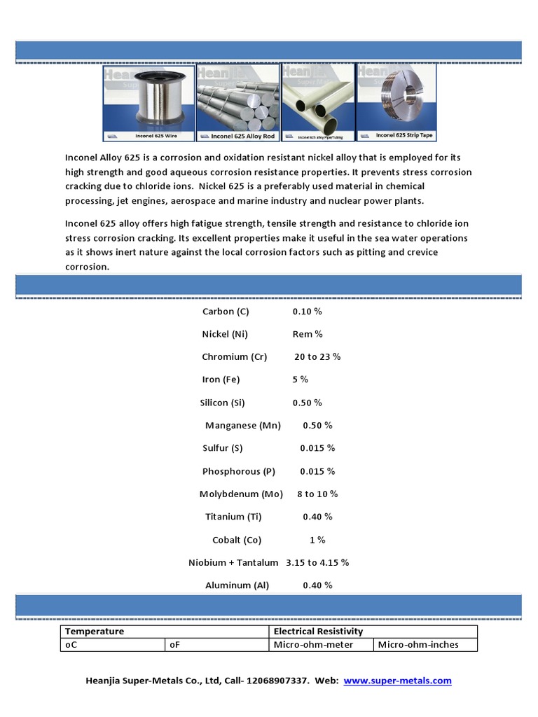 Inconel-625 Data sheet | PDF