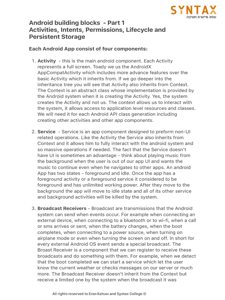 Android Building Blocks - Part 1 | PDF | Android (Operating System ...