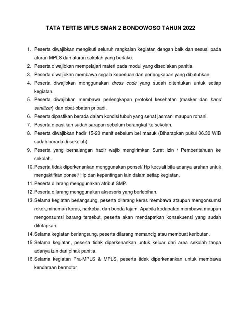 Tata Tertib MPLS | PDF | Gaya Hidup