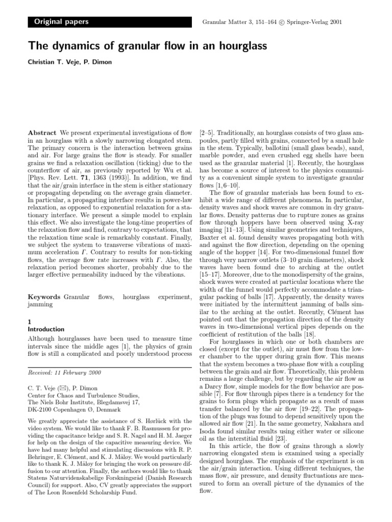 The Dynamics of Granular Flow in An Hourglass | PDF
