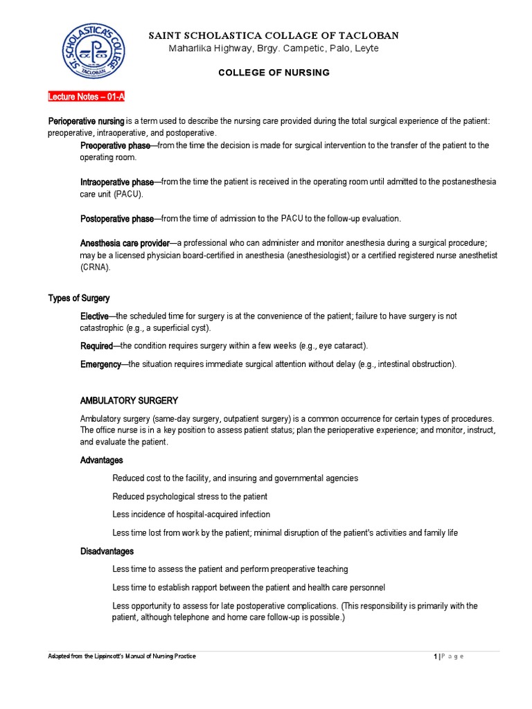 Perioperative Nursing | PDF | Surgery | Myocardial Infarction