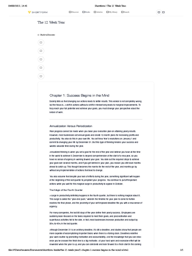 2 Chapter 1 Success Begins in The Mind | PDF | Goal | Thought