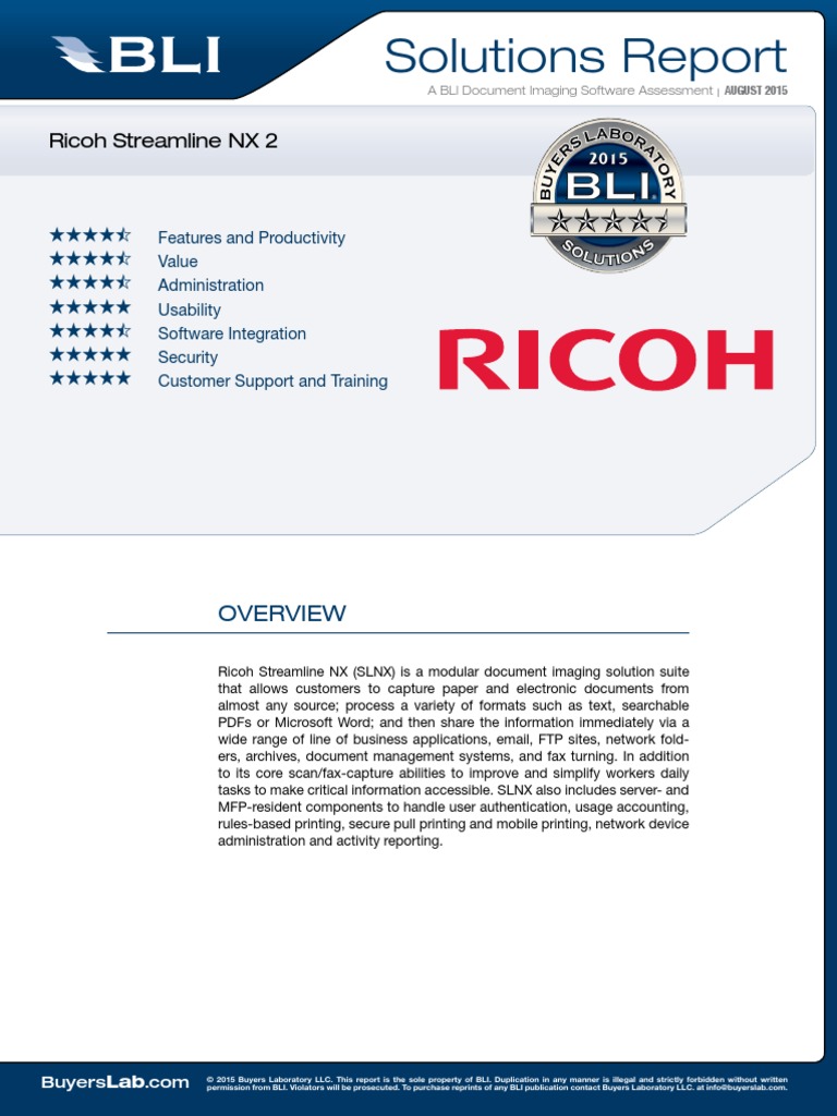 Ricoh - Streamline NX BLI Report | PDF | Information Science ...