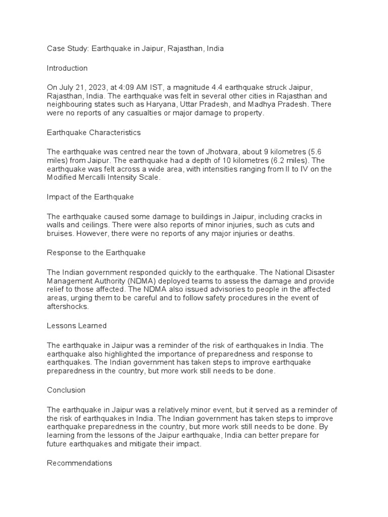 Case Study Geo | PDF | Earthquakes | Emergency Management