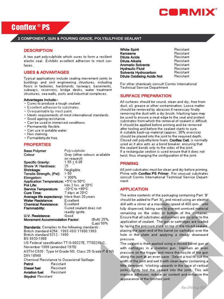 TDS-EN-Conflex PS - Rev 016-Aug21 | Download Free PDF | Physical ...