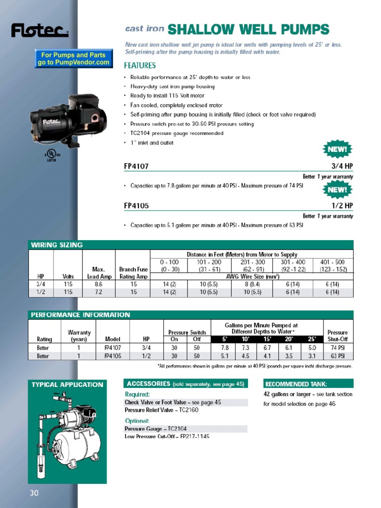 Flotec FP4105 FP410515H FP4107 | PDF | Pump | Plumbing