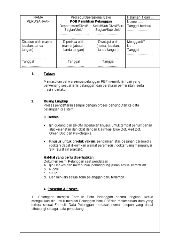 Prosedur Pemilihan Pelanggan PBF | PDF | Pengelolaan Keuangan & Uang ...