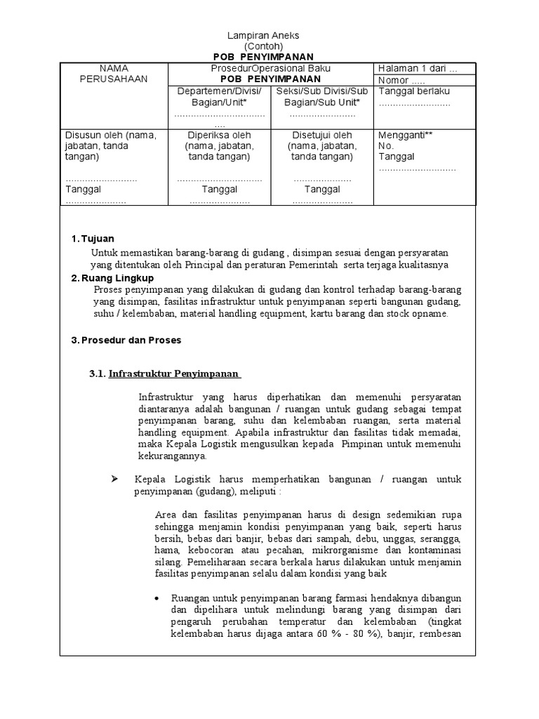 Lampiran 4.5 Contoh POB Penyimpanan. | PDF